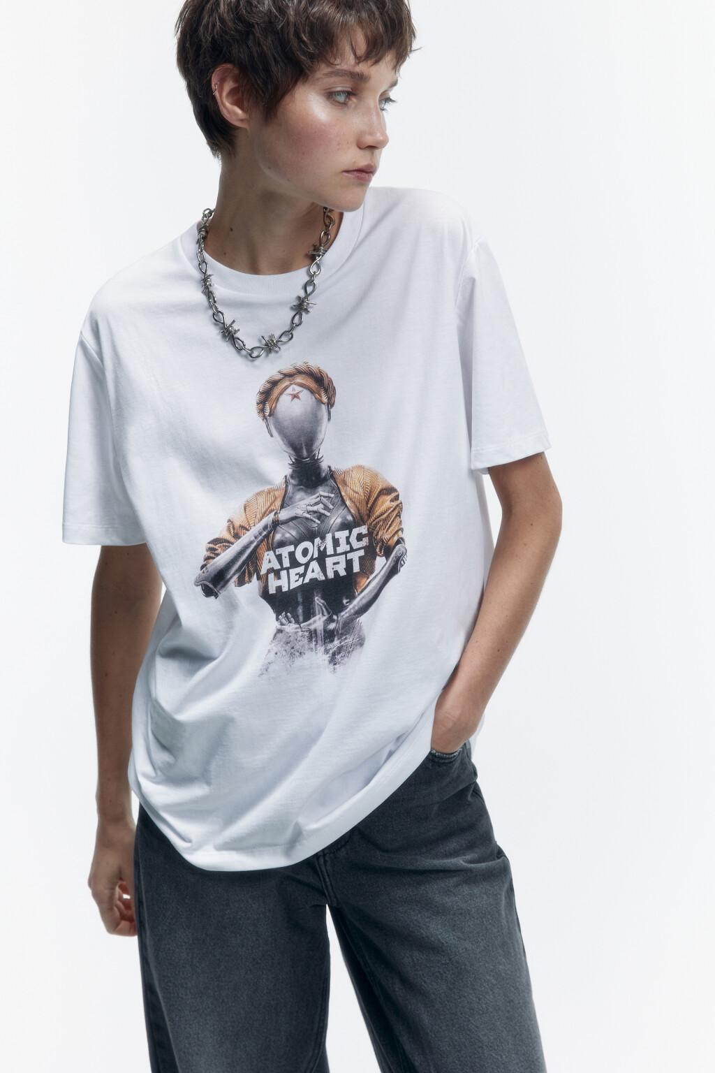 Футболка oversize хлопковая с принтом atomic heart 2341568465, цвет: белый (5) по цене 559 ...