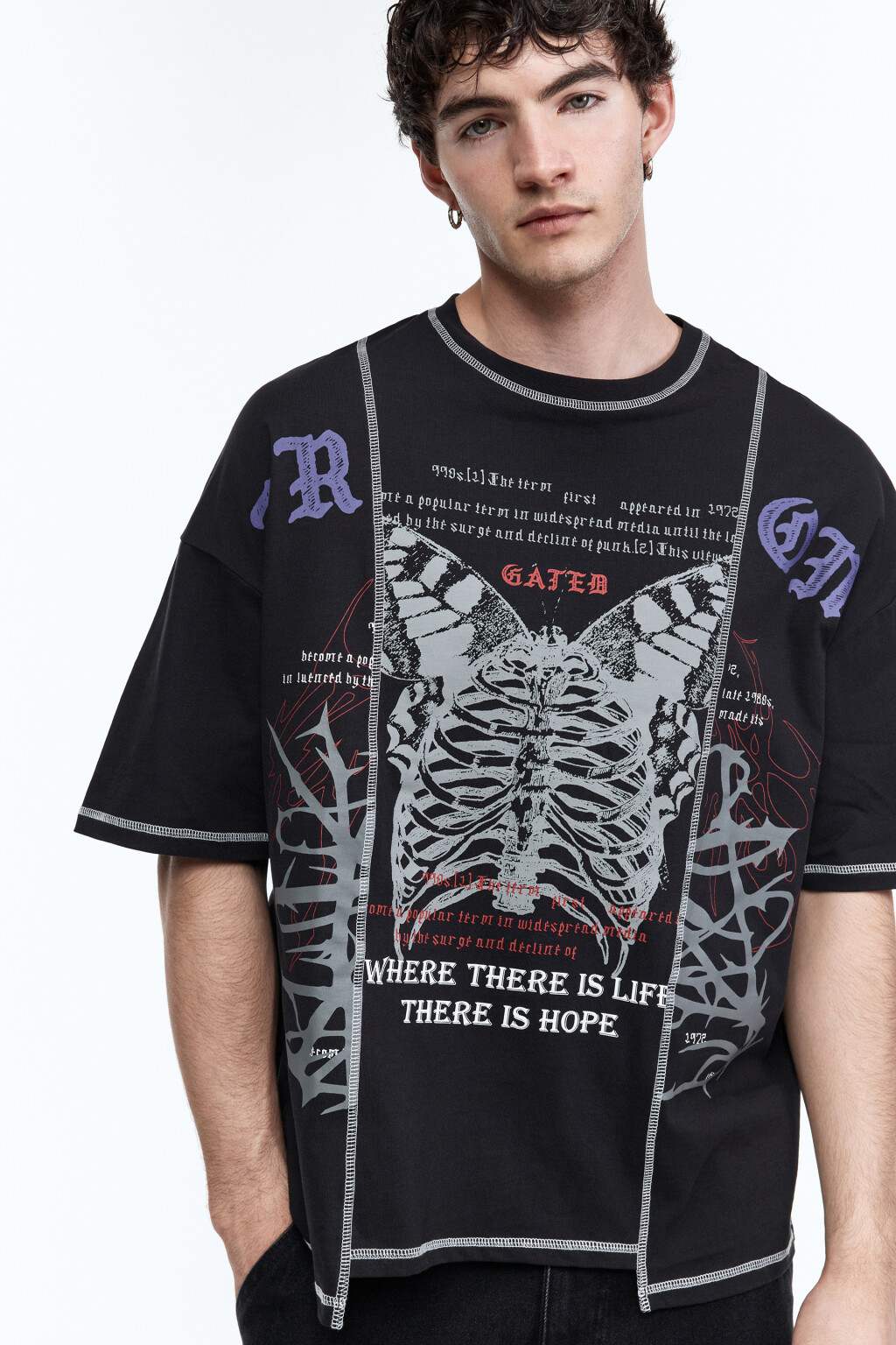 Футболка oversize в стиле гранж 2423120026, цвет: черный (53) по цене ...